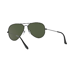 Ray-Ban RB3026 Aviator Large Metal II Sunglasses, Black/G-15 Green, 62 mm