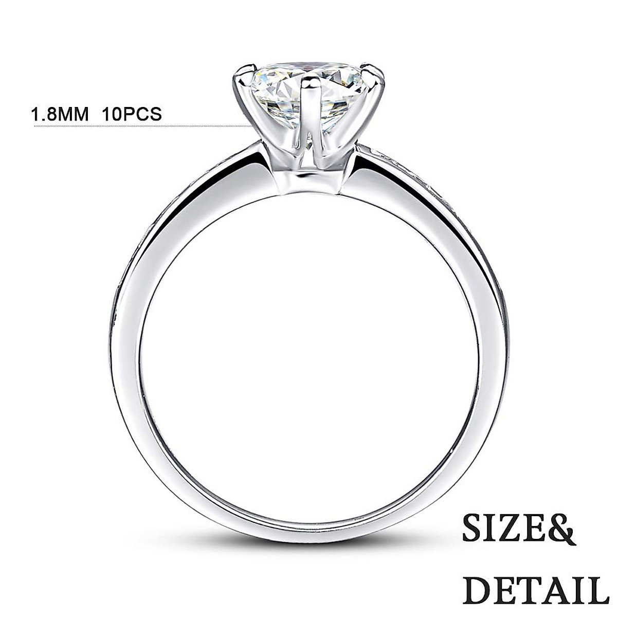 AVECON 925 Sterling Silver Engagement Ring 2.5 Carat 5A Cubic Zirconia Round Cut Solitaire Wedding Ring for Women Size 6