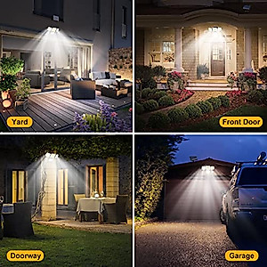 Solar Outdoor Lights Motion Sensor, 292 LED Solar Flood Lights w/Remote Control, 4 Heads Solar Panel Powered Security Lights IP65 Waterproof, Wired Solar Wall Lights for Garage Yard Shed Garden