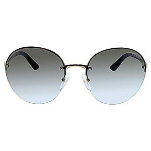 Prada PR 68VS ZVN0A7 Gold Metal Oval Sunglasses Grey Lens