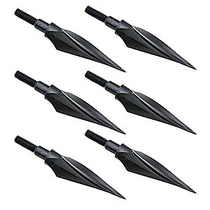 UP100 6pcs Steel Traditional Broadheads 150 Grain Spiral Tips Arrow Points Archery