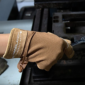 HANDLANDY Gardening Gloves for Women Flexible & Durable, Breathable Utility Work Gloves Heavy Duty Leather Garden Yard Glove (Medium, khaki)