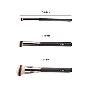 XUFAN 3PCS Foundation Concealer Brushes, Under Eye Mini Angled Brush, Nose Contour Brush, Small Makeup Foundation brushes