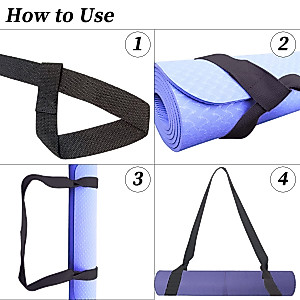 Tenalleys 1Pcs Black Adjustable Yoga Mat Strap Multi-Purpose Straps Easy-Cinch Yoga Mat Sling for Carrying Training Equipment, 62inch (Yoga Mat Not Included)