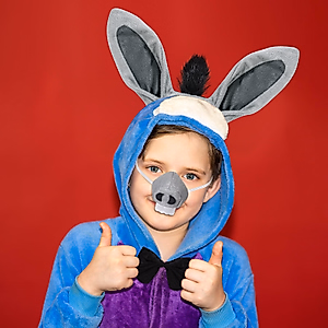 CASW Donkey Costume Ears-Tail-Headband-Tie Accessory Set: Donkey Ears Headband Tail Nose And Bow Tie Characters Costume - for Halloween Cosplay Kit Carnival Music Festival - for Dogs