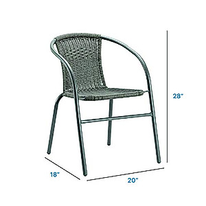 Patio Vida Cascade 3 Pieces Outdoor Patio Conversation Set - Wicker Rattan Chairs and 1 Coffee Table with Glass Top for Garden, Patio, Balcony, Backyard Taupe