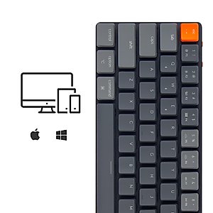 Keychron K7 Ultra-Slim 65% Layout 68 Keys Wireless Bluetooth/Wired Mechanical Keyboard, Hot Swappable Low-Profile Gateron Red Switch RGB LED Backlit Keyboard Compatible with Mac Windows