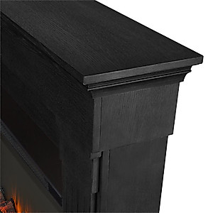 BOWERY HILL 47.5" Slim Solid Wood and Glass Electric Fireplace in Black