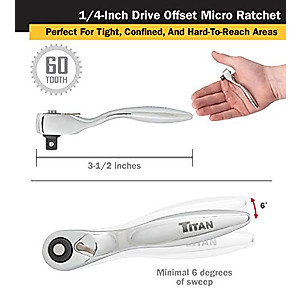 Titan 11203 2-Piece Offset Micro Ratcheting Bit Driver and Ratchet Set