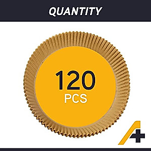120pcs Air Fryer Disposable Oil Proof Paper Liners 7.9 inch Non-Stick Round Parchment Paper 3 to 7qt, Brown (Generic)