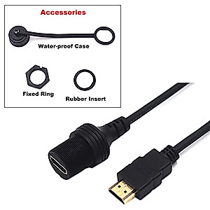 Kework 0.3 Meter HDMI Version 2.0 Mount Cable, HDMI Male to Female Flush Panel Mount Extension HD Cord for Car Truck Boat Motorcycle Dashboard, 4K2K & 60 HZ (HDMI Mount)