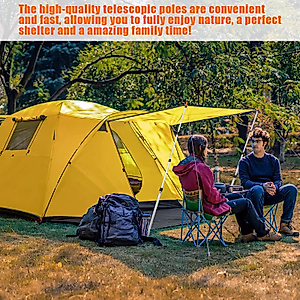 Telescoping Tarp Poles, CAMULAND Tent Poles for Tarp Camping Gear Accessories Stakes Hammock Rain Fly Adjustable Lightweight Aluminum Set of 34.5" - 110.2" Hiking, Awning/Outdoor with Carry Bag