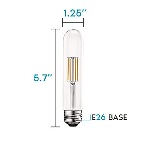 LUXRITE Vintage T9 LED Tube Light Bulbs 60W Equivalent, 2700K Warm White, 550 Lumens, Dimmable Edison Tubular Light Bulbs 5W, Clear Glass, LED Filament Bulb, UL Listed, E26 Standard Base (4 Pack)