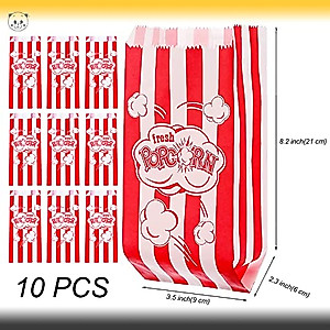 KARAQY 10 Pcs Movie Night Snacks Trays Box - Movie Night Drink Carrier with Handles, Disposable Popcorn Bags, Cinema Combo Popcorn Drink Holder for Movie Theater Cinema Party Supplies Favors