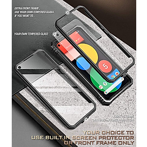 Poetic Revolution Series for Google Pixel 5 Case, Full-Body Rugged Dual-Layer Shockproof Protective Cover with Kickstand and Built-in-Screen Protector, Black