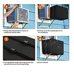 YIHAOBOX Window Air Conditioner Cover Outdoor, Outside Window AC Unit Cover Black Dust-proof Waterproof AC Cover Outdoor Window AC Protection Cover (21Wx16Dx15H)