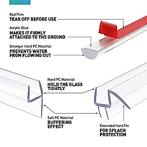 Shower Door Seal Set - 4 PCS 3/8" x 77" Frameless Shower Door Bottom Seal and Side Seal for 3/8 Inch Glass,Glass Shower Door Seal Strip Door Sweep,Stop Shower Leaks and Create a Water Barrier
