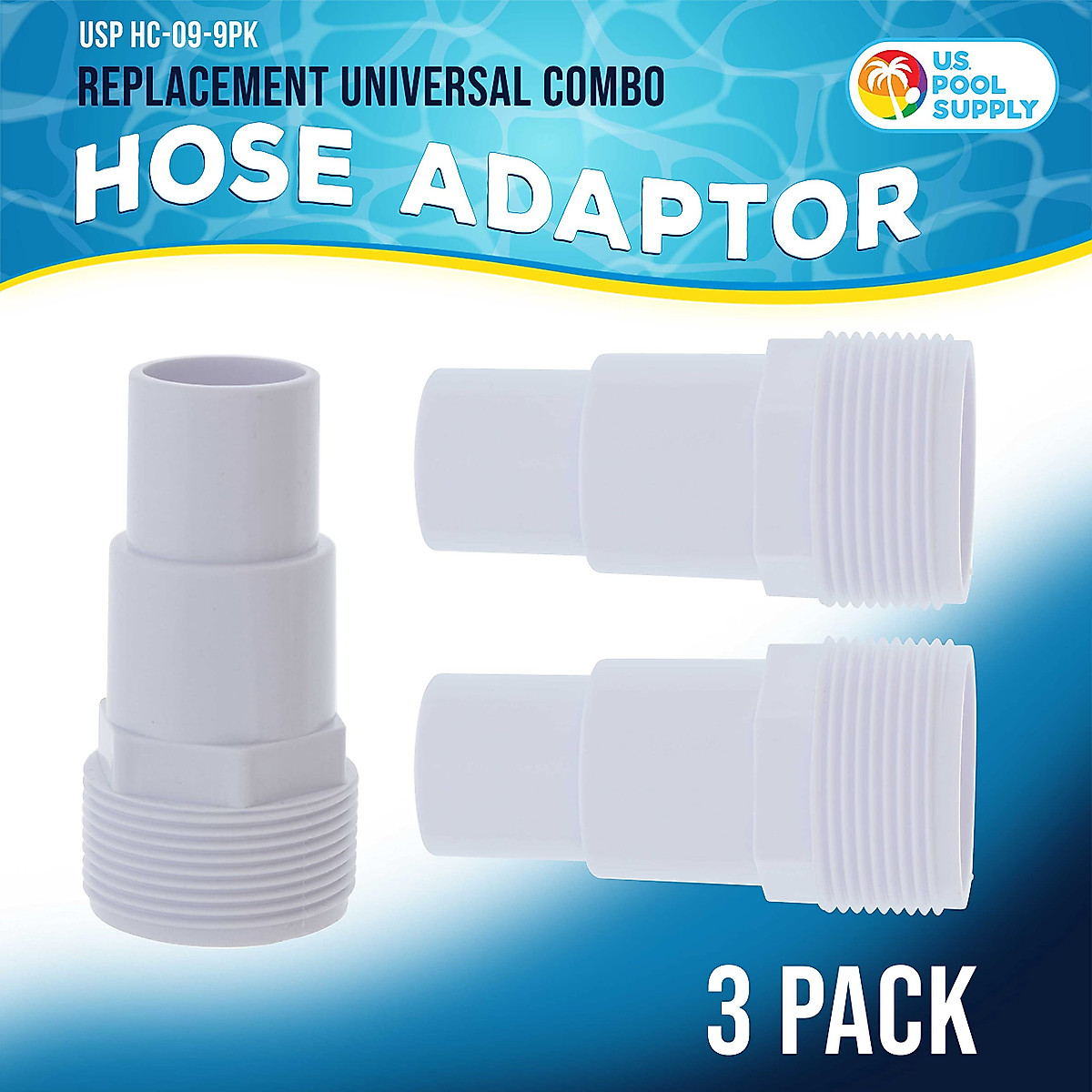 U.S. Pool Supply Replacement Universal Combo Hose Adapter, 1-1/4" or 1-1/2", 3 Pack - Fits Above-Ground Pool Pump, Filter, Skimmer - Compatible with Hayward SPX1091Z7 or SPX1091Z4, Swimming Pool