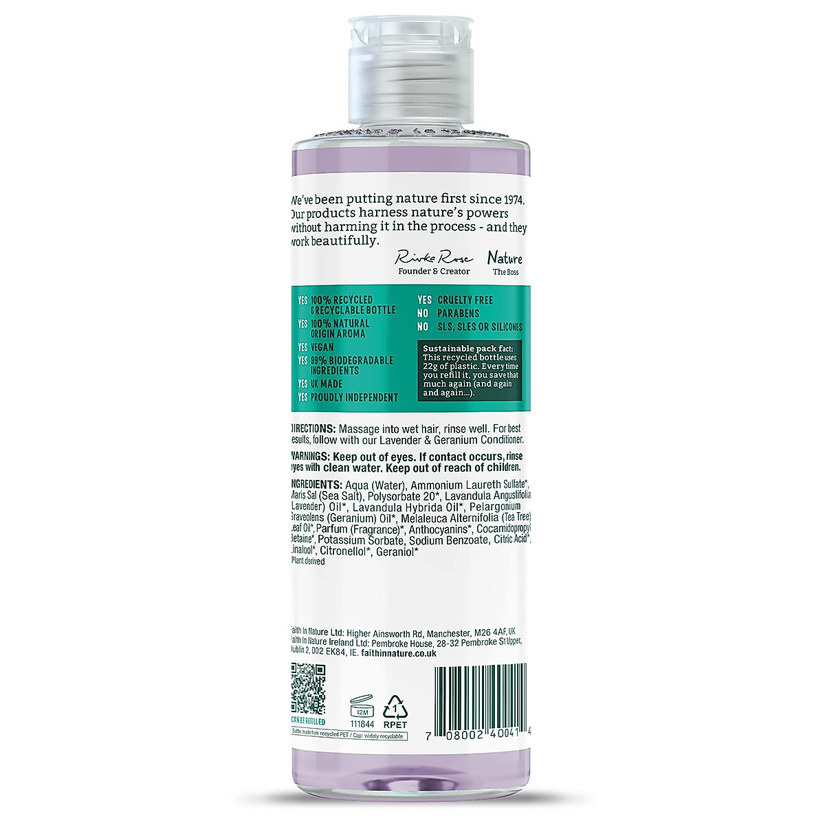Faith in Nature Shampoo for Normal to Dry Hair Lavender Geranium 13 5 fl oz 400 ml
