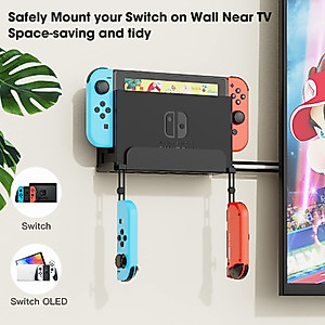 KUNSLUCK Wall Mount for Switch and Switch OLED, Metal Wall Mount Holder to Safely Store Your Switch Near or Behind TV (Black)