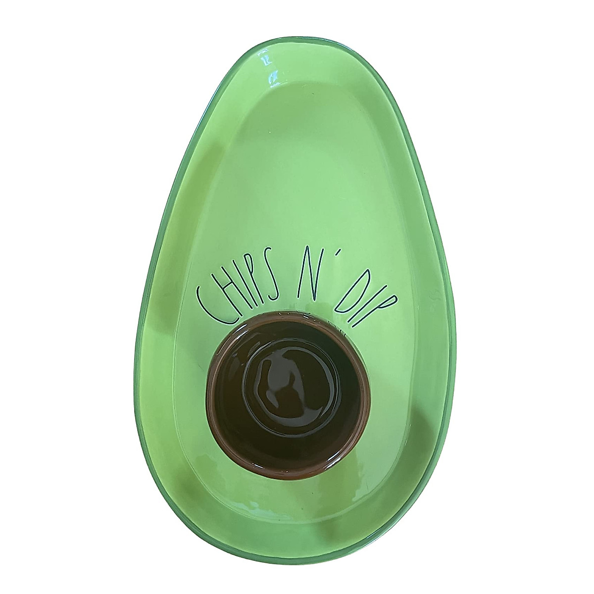 Rae Dunn Artisan Collection by Magenta Avocado shaped CHIPS N' DIP Platter