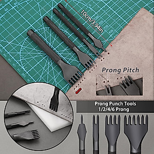 Leather Working Tools Leather Craft Kit and Supplies Upholstery Repair Kit with Waxed Thread Stitching Groover Awl for Punch Stitching, Leather Sewing and DIY Craft Making
