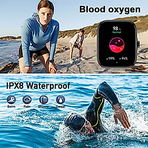 Zhizhi Smart Watch for Men Women: Fitness Tracker Bluetooth (Make/Answer Call) Waterproof Smartwatch Android Phone iPhone Digital Sport Running Watches Health Sleep Heart Rate Monitor Step Counter