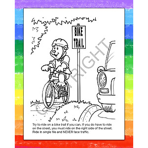 ZOCO - Bike Safety - Educational Coloring Books (25 Bulk Pack, Without Crayons) - Bicycle Rules, Road, Helmet Safety - Games, Puzzles, Activities for Kids
