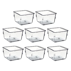 Acrimet Desk Drawer Organizer Box Tray Storage Bins Modular Divider for Home, Kitchen, Office and Storage (Clear Crystal Plastic) (8 Pack - 3.13" x 3.13" x 2.13")