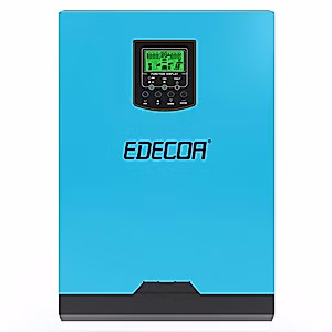 EDECOA 3000VA 24V Pure Sine Wave Hybrid Inverter Off-Grid DC 24V to AC 110V120V with 50A Solar Contorller Solar Inverter for RV Home Solar System (3KVA/2400W 24V PWM)