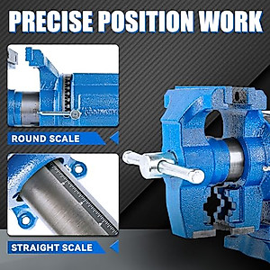 COGNATIVE 360° Multi-Purpose Bench Vise, Ductile Iron, Heavy Duty with Anvil, Clamp force 4000KG, Blue, 5-Inch
