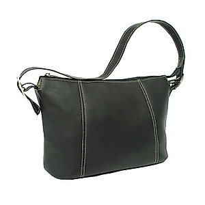Piel Leather Medium Shoulder Bag, Black, One Size