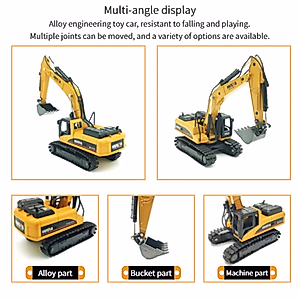 DDLONGDD Toy Excavator Metal Model 1:50 Scale Realistic Construction bulldozers for Kids and Collectors Boy Men's Toys Indoor/Outdoor Play, Sturdy Metal Construction, Ideal Sand/Beach Toy