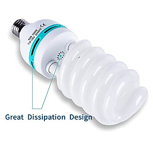 2Pcs 85W Light Bulb 5500K CFL Roas Daylight Spiral Softbox Lighting Kit Bulb in E27/E26 Socket for Photography Photo Box (135w-2p)