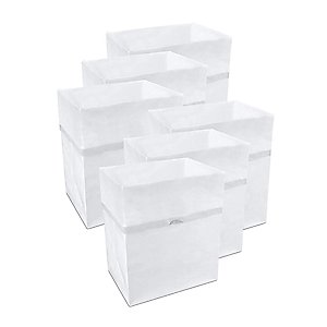 Clean Cubes 13 Gallon Disposable Trash Cans (6-Pack). Reusable Garbage and Recycling Bins for Parties, Events, and More (White - 17" Height x 13.5" Width x 10" Depth)