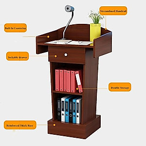 Floor Standing Podium Wooden Pulpits with Multi-Level Open Storage Stand Lecterns Presentation Stand Large Speaking Lectern