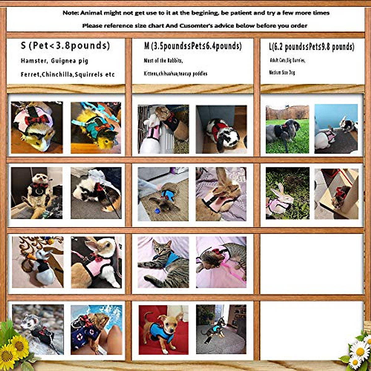 sonicbee Multipurpose Rabbits Hamster Vest Harness with Leash Bunny Mesh Chest Strap Harnesses Ferret Guinea Pig Small Animals Pet Accessories (L, Blue)