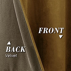 Z&H Home Gold Velvet Curtains 63 Inch Length Blackout Thermal Insulated Curtains Darkening Drapes with Grommet Top for Living Room Set of 2 Panels
