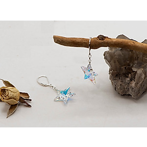 LTC Designs Austrian Crystal Aurora Borealis Star Drop Earrings for Women and Teens
