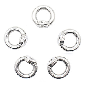 Eowpower 5 Pieces 304 Stainless Steel M8 Ring Eye Bolt Threaded Nuts
