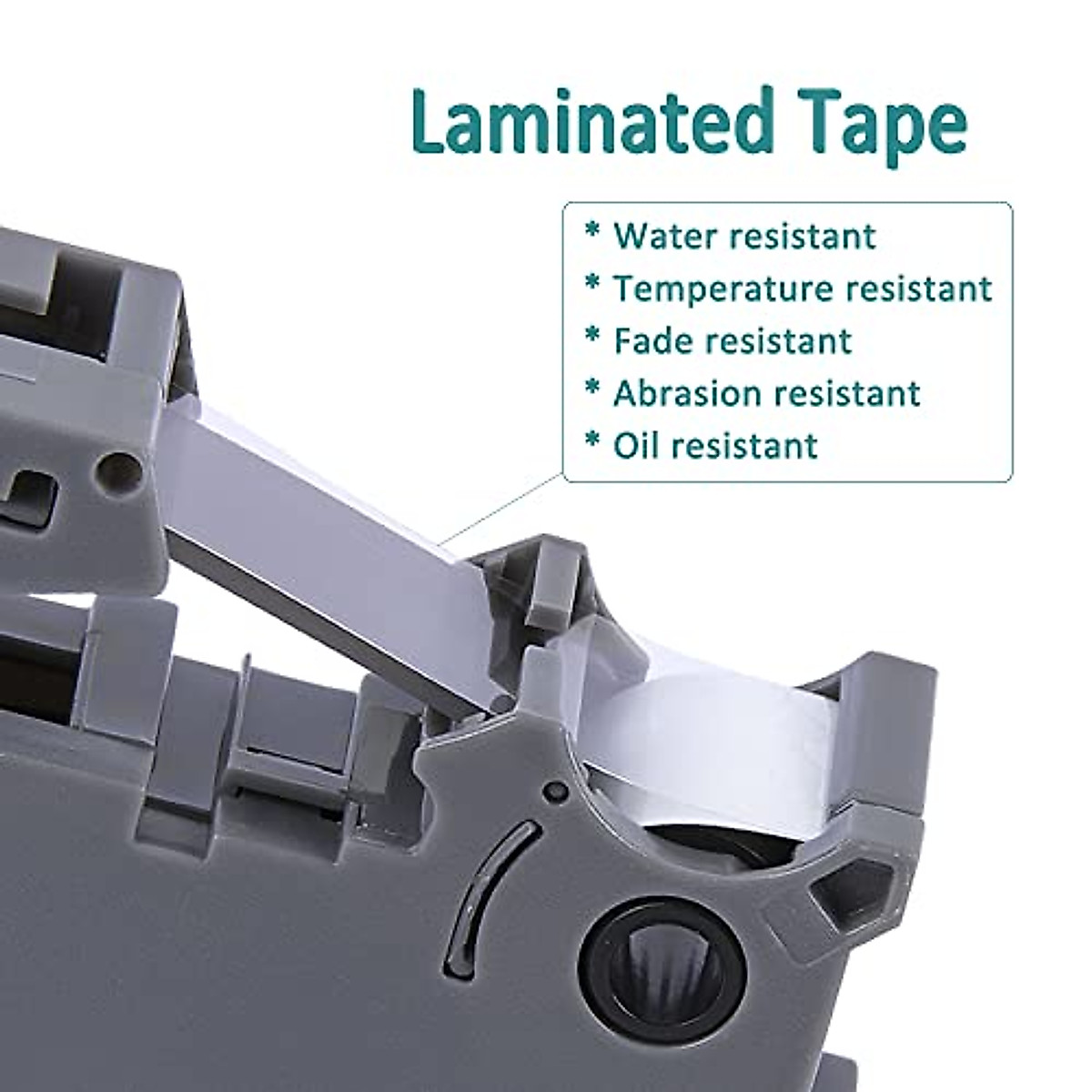 Hehua Compatible 1/4" (0.23") Laminated Tape Replacement for Brother P-Touch TZe-211 TZe211 TZ211 TZ-211 Label Tape, 6mm x 8m Black on White TZ Tape, Water Resistant, 6-Pack