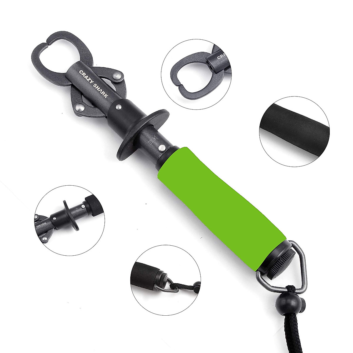 Crazy Shark Aluminum Fish Hook Remover Removal Fishing Tools Tackle Squeeze-Out 6.7in green