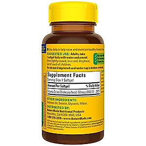 Vitamin D3, 90 Softgels, Vitamin D 2000 IU (50 mcg) Helps Support Immune Health, Strong Bones and Teeth, & Muscle Function, 250% of the Daily Value for Vitamin D in One Daily Softgel