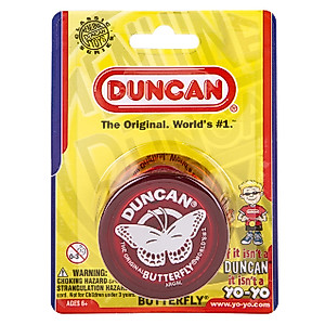 Duncan Toys Butterfly Yo-Yo, Beginner Yo-Yo with String, Steel Axle and Plastic Body, Red