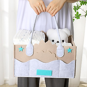 CONDRA FIELD Diaper Caddy Organizer, Nursery Storage Basket for Baby,Portable Diaper Holder for Changing Table and Car,Newborn Essentials Boy Girl Shower Gift Basket.