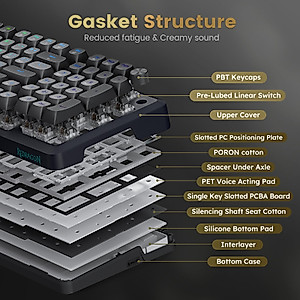 Redragon Mechanical Keyboard Wireless, Gaming Keyboard Wireless 3-Modes 94 Keys Mechanical Keyboard Hot-Swap Socket, RGB Creamy Gaming Keyboard Gasket Structure for PC/Tablet/Laptop/Xbox/PS4
