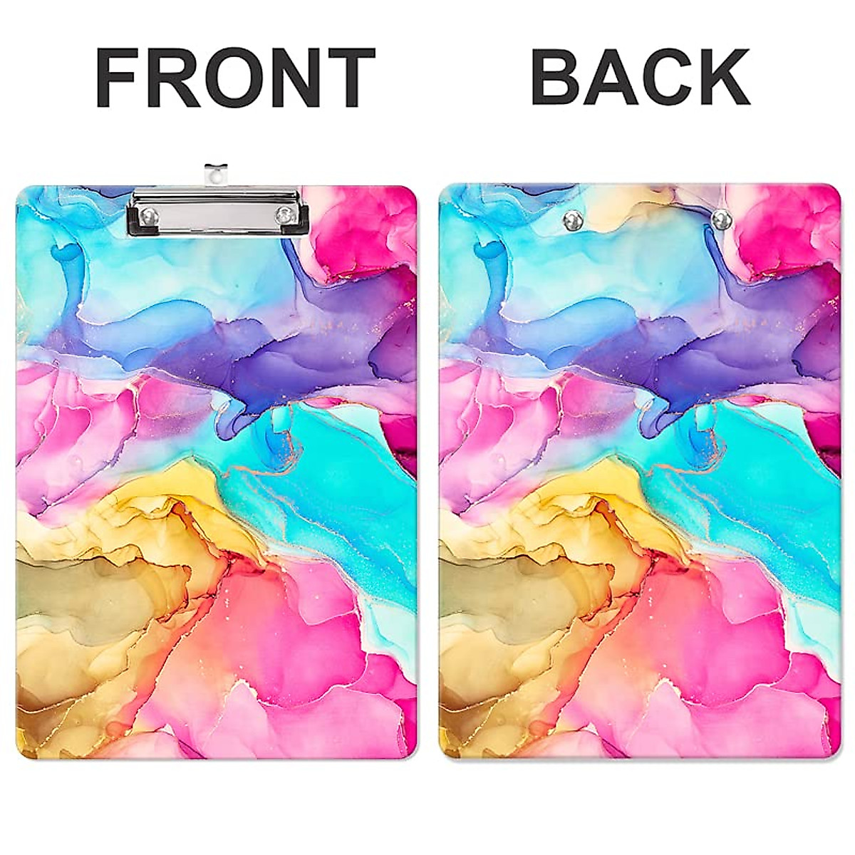 Office Clipboard, Cute Clipboard with Designs A4 Standard Letter Size Wooden Hardboard Clipboards Retractable Hole for Hanging Decorative Clip Board (C-Pretty Marble-8)