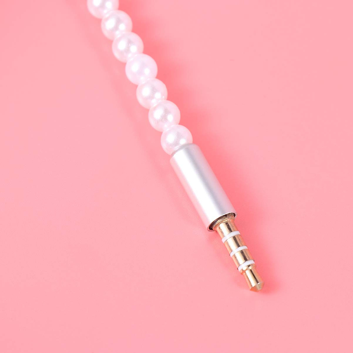 in-Ear Eardphones with Mic - in-Ear Headset with Remote and Mic Hands- Wired Pearls Chain Universal Earphone for Girls Women Student (White)