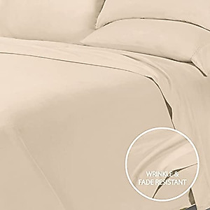 Cathay Home Single Flat Sheet, King (102" x 105"), Cream