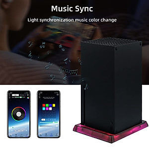 Mcbazel LED Lights Stand for Xbox Series X/S Console, Music Sync Multi-Colour Vertical Console Stand Base with IR Remote/APP/USB Control for Xbox Series X/S Game Console - Black